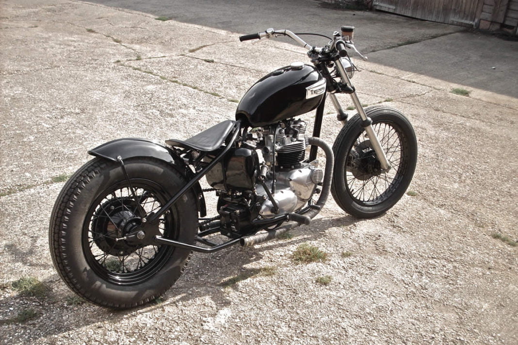 Triumph T140 Black Bobber by Red Max Speed Shop
