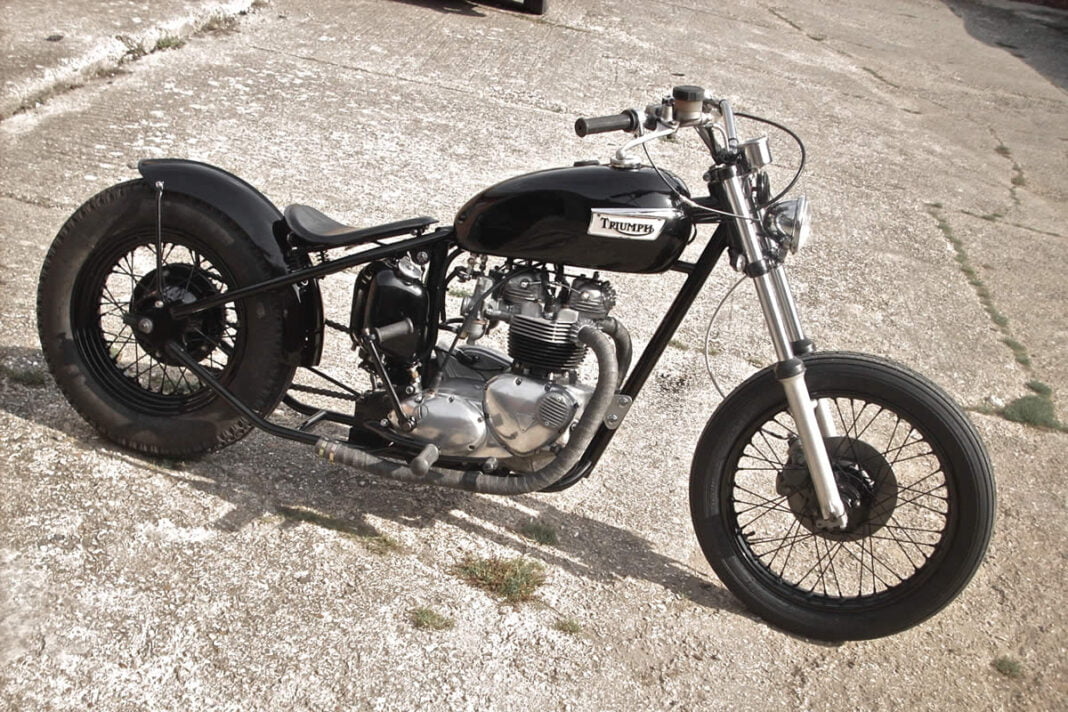 Triumph T140 Black Bobber by Red Max Speed Shop